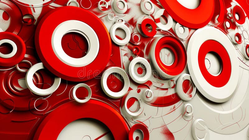 Abstract Red and White Circular Pattern Background Stock Illustration ...