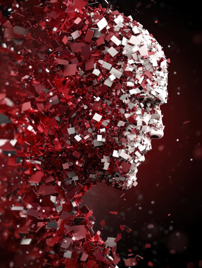 Abstract Red and White Crystal Shards Stock Illustration - Illustration ...