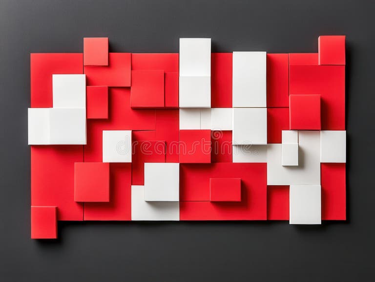 Abstract Red and White Cube Geometric Pattern Stock Image - Image of ...