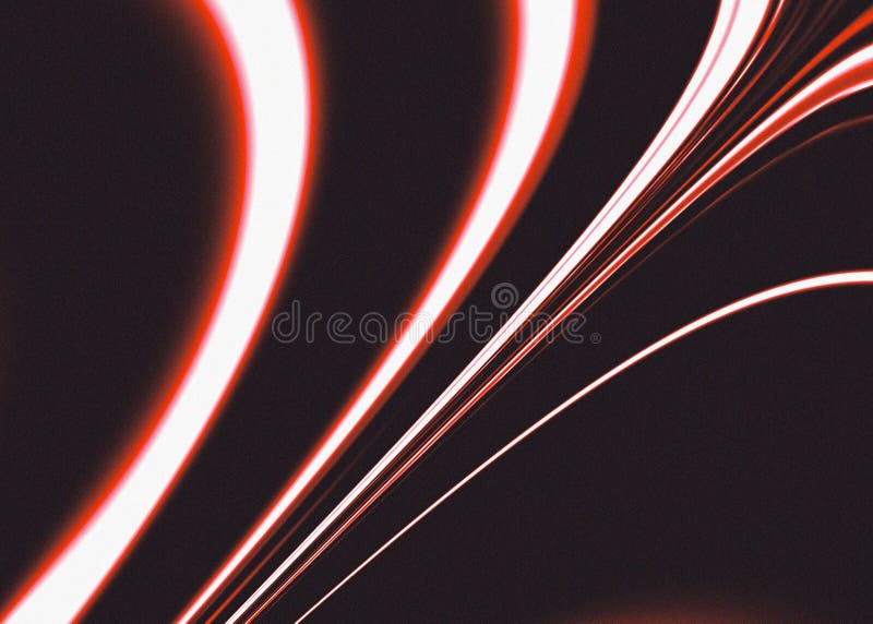 Abstract Red and White Curved Light Streaks on Black Background Stock ...