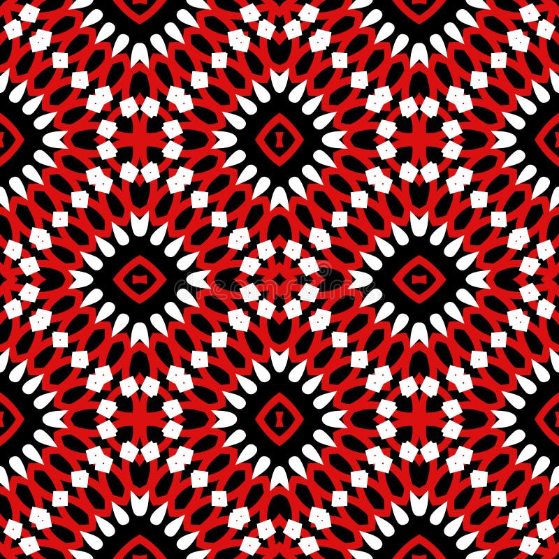 Abstract Red and White Geometric Floral Pattern Stock Vector ...