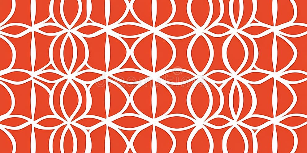 Abstract Red and White Geometric Pattern Seamless Floral Design Ornate ...