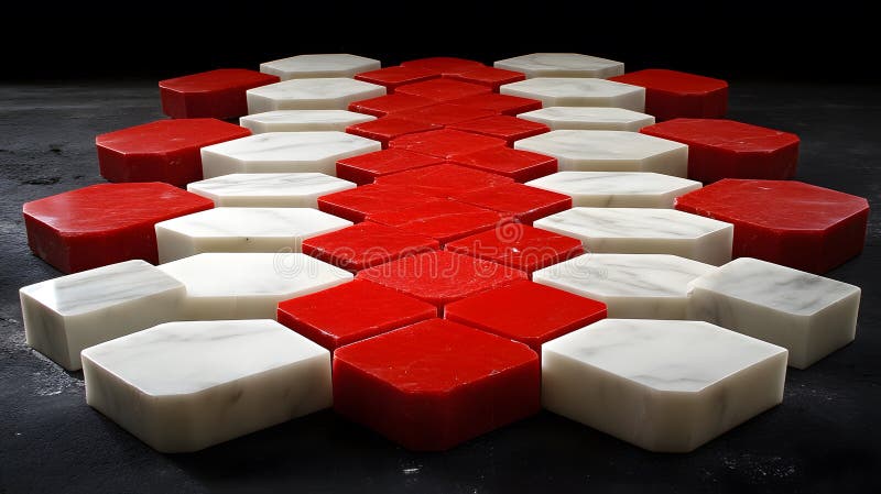 Abstract Red and White Hexagon Pattern Marble Tiles Good Resolution ...