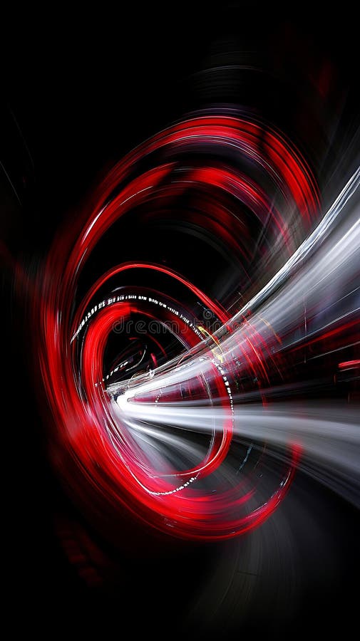 Abstract Red and White Light Trails Swirl Stock Illustration ...