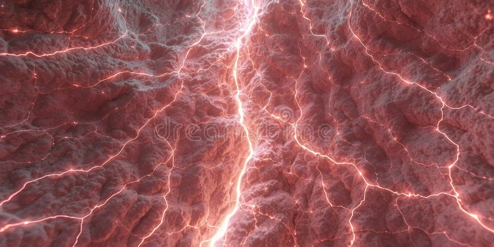 Abstract Red and White Lightning Veins Stock Illustration ...