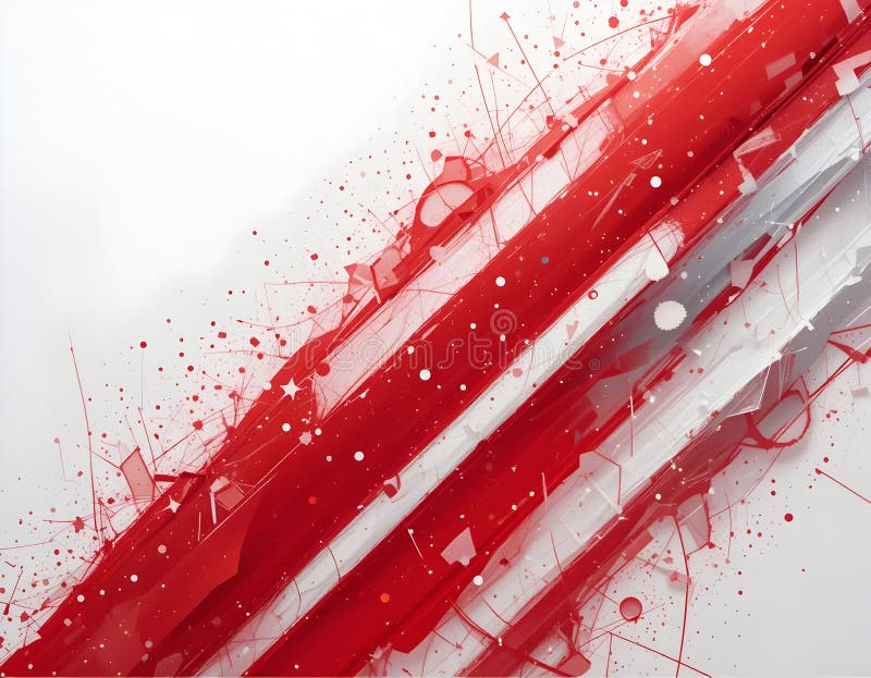Abstract Red and White Lines with Splatter Effect on White Background ...