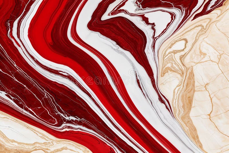 Abstract Red and White Marble Texture with Flowing Patterns and Smooth ...