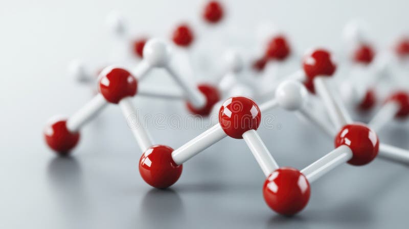 Abstract Red and White Molecule Structures 3D Rendering Stock ...