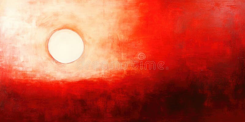 Abstract Red and White Painting with Circular Light Element Stock Image ...