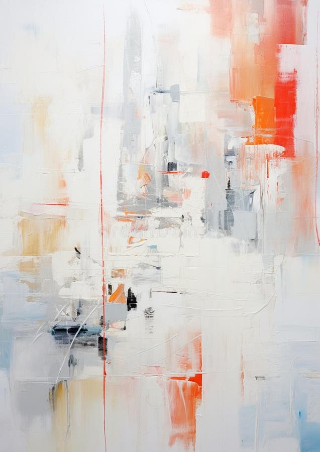 Abstract Red and White Painting Modern Stock Illustration ...