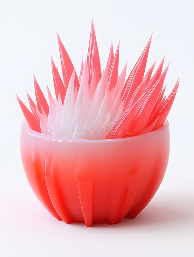 Abstract Red and White Spiky Bowl Design. Stock Illustration ...
