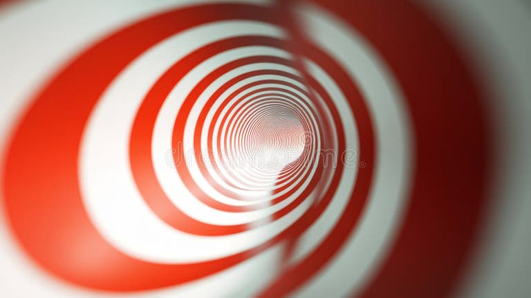 Abstract Red and White Spiral Tunnel Design with Depth Perspective Stock Illustration ...