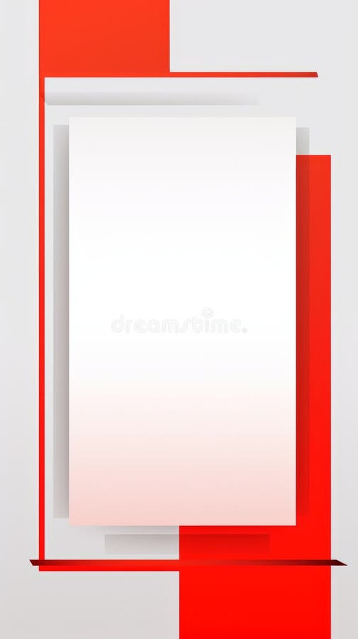 An Abstract Red and White Square on a Gray Background Stock ...