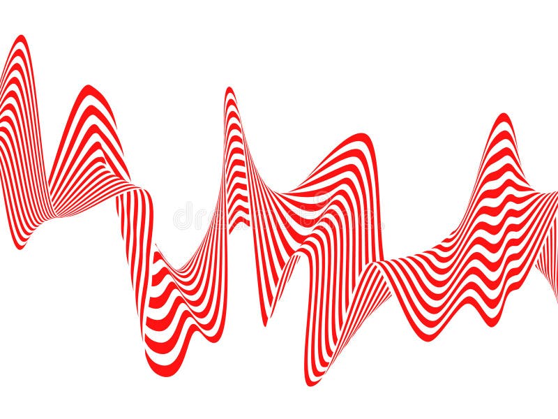Abstract Red White Striped Wave Illusion. Vector Design Element. Eps 10 ...