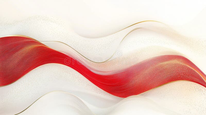 Abstract Red and White Wave Design with Gold Accents Stock Illustration ...