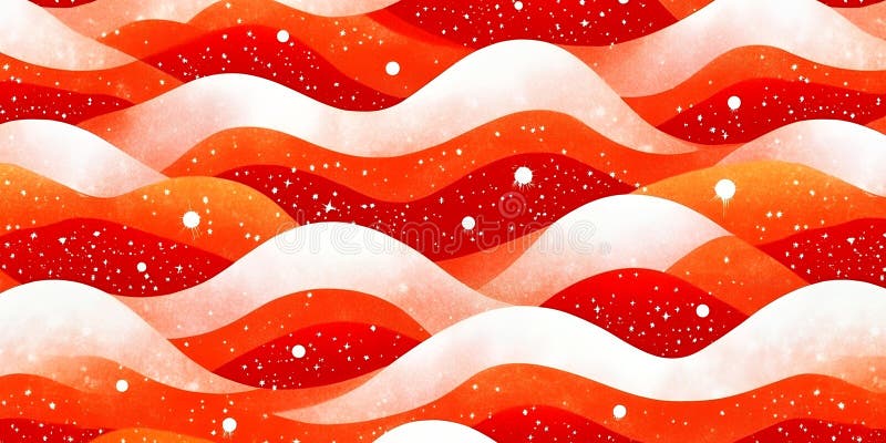 Abstract Red and White Wavy Pattern with Sparkling Stars Seamless ...