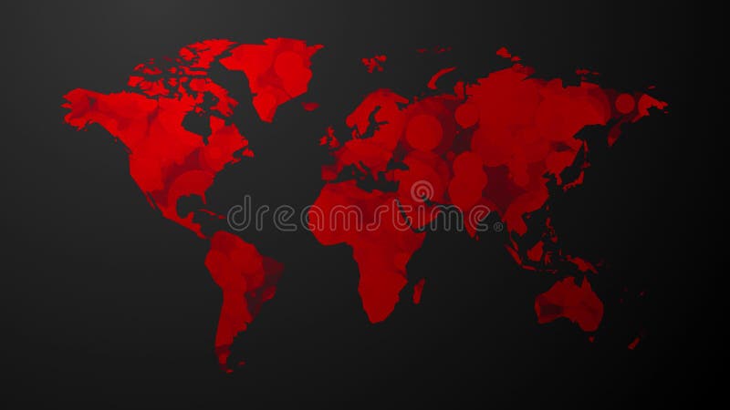 Abstract Red World Map, Moving Particles Forming Continents, Global ...