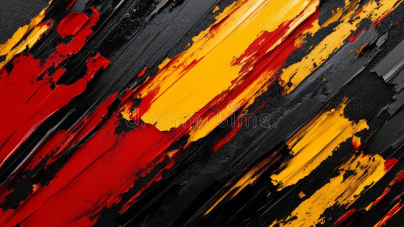 Abstract Red Yellow Black Paint Brushstrokes Texture Stock Illustration ...