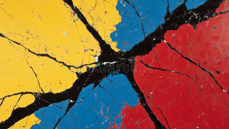 Abstract Red Yellow Blue Black Painting Texture Stock Illustration ...