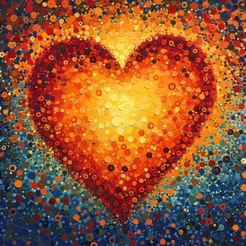 Abstract Red and Yellow Heart Made of Brushstrokes Representing Love ...