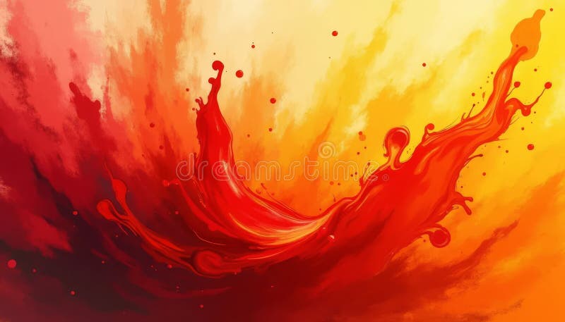 Abstract Red and Yellow Paint Splash, Vibrant and Dynamic Color ...
