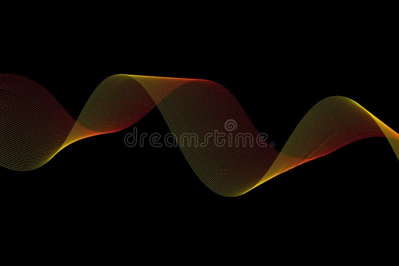 Abstract Red, Yellow Particle Wave Line on Dark Background. Wave Line ...