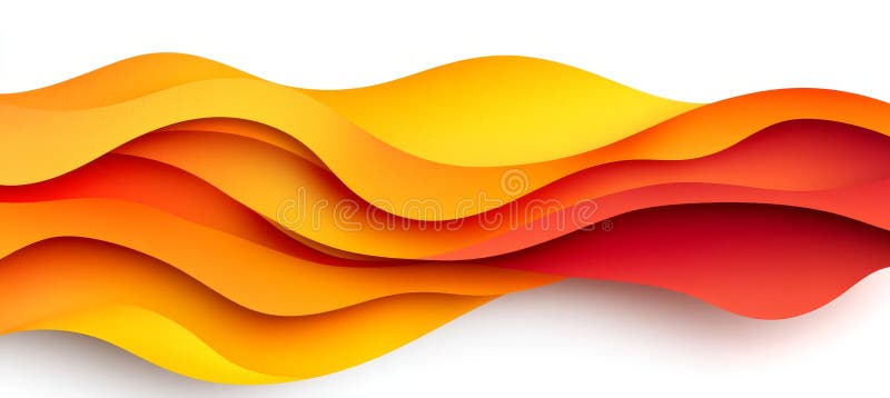 Abstract Red and Yellow Wave Pattern, Modern Paper Art Style, Layered ...