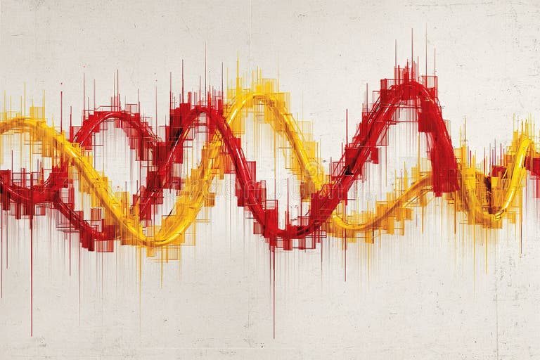 Abstract Red and Yellow Wave Pattern on a Textured White Wall Creating ...