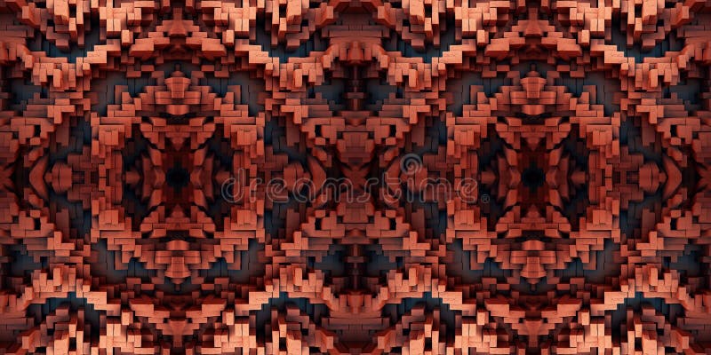 Abstract Reddish 3d Blocks Seamless Symmetrical Pattern Wallpaper Stock ...