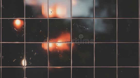 Abstract Reflection on Black Tiles with Mirror Inserts for Modern Interior Design Stock ...