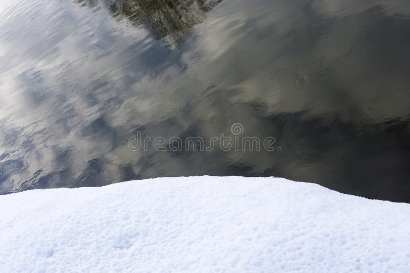Abstract Reflection of Clouds and Trees in the Water and the Edge of ...