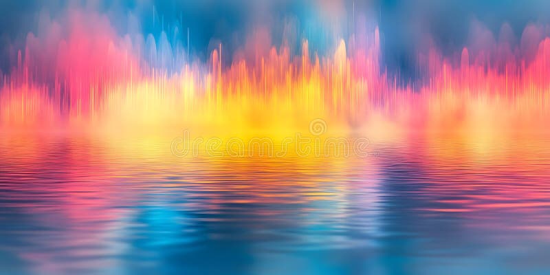 Abstract Reflection of Colorful Lights Over Water Creating a Serene and ...