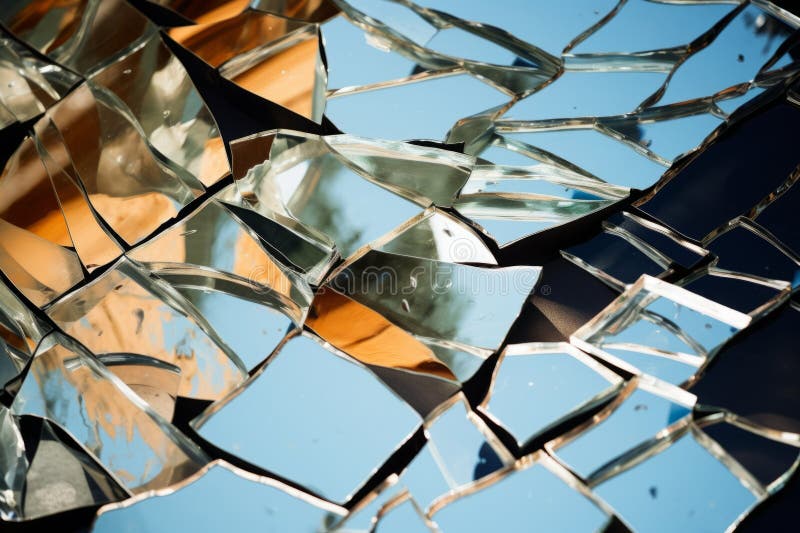 An Abstract Reflection of Distorted Patterns in a Broken Mirror Stock ...