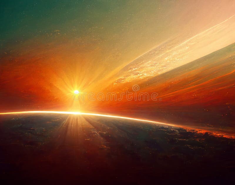 Abstract Reflection of the Earth S Arc from the Setting Sun. Generative ...