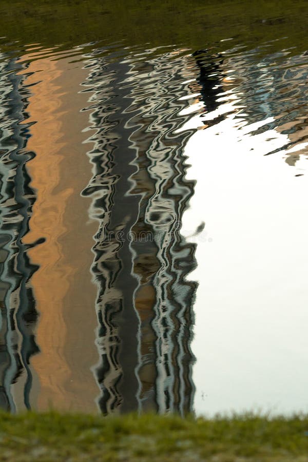 Abstract Reflection in the Water. Sunny Day. Distorted View with ...