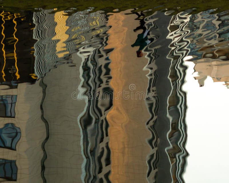Abstract Reflection in the Water. Sunny Day. Distorted View with ...
