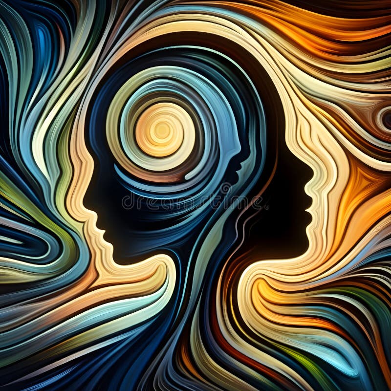 Abstract Reflections: AI Art Embracing Human Shadows Stock Illustration ...