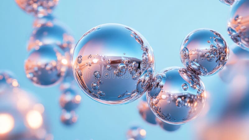 Abstract Reflective Bubbles in Blue and Pink Gradient Stock ...