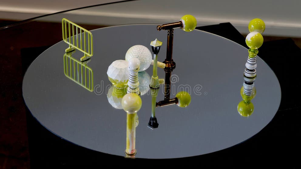 Abstract Reflective Composition of Objects on a Mirrored Surface. Stock ...