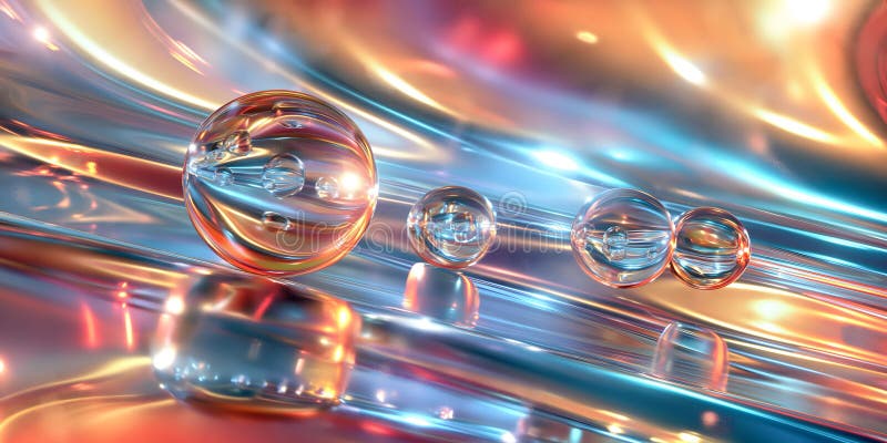 Abstract Reflective Spheres Resting on Vibrant, Multicolored Metallic ...