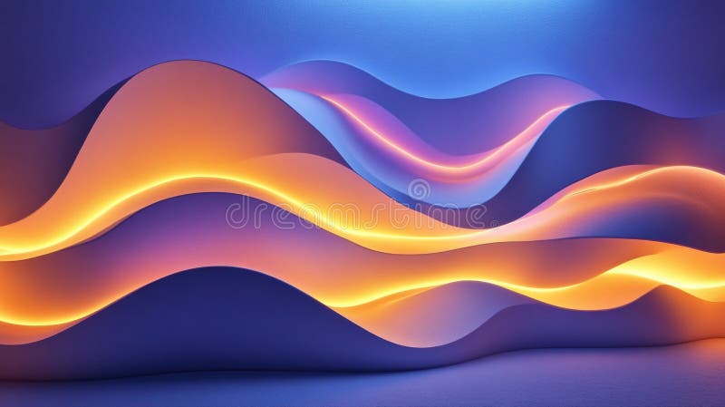 Abstract Relief Landscape with Glowing Edges and Digital Design Stock ...