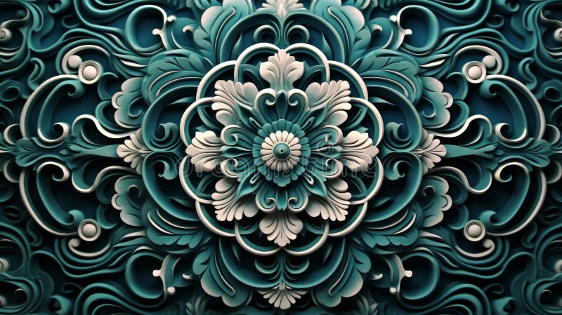 Abstract Relief Oriental Pattern. Neural Network AI Generated Stock ...