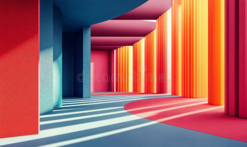 Abstract Render of Geometric Urban Forms with Bold Lines and Shadows ...