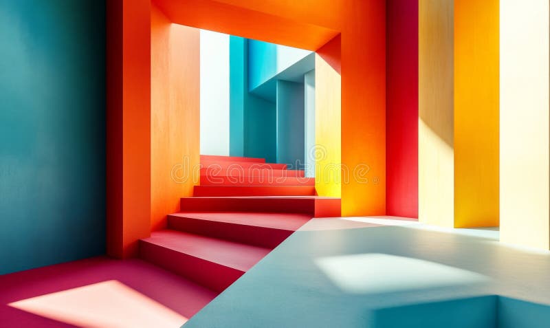 Abstract Render of Geometric Urban Forms with Bold Lines and Shadows ...