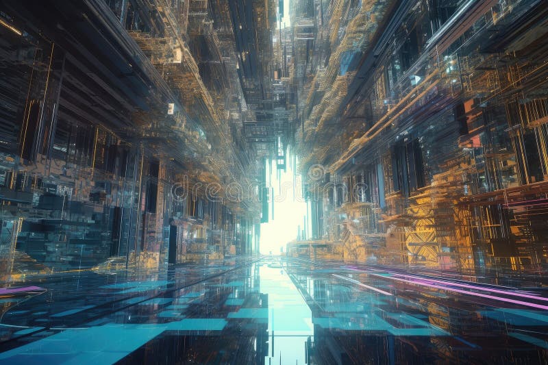 Abstract Render of Glitchy Digital Environment, with Hidden Details and ...