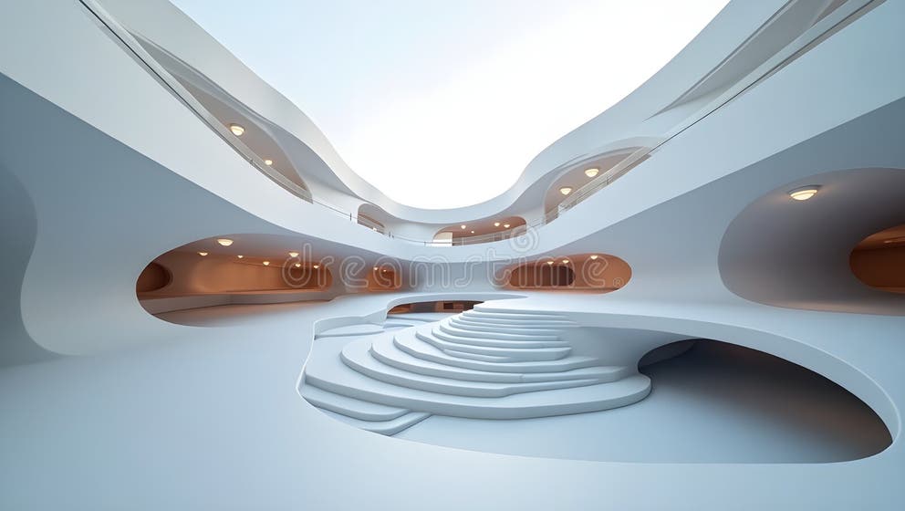 Abstract Render of Sharp, Layered Minimalist Architecture with Bold ...