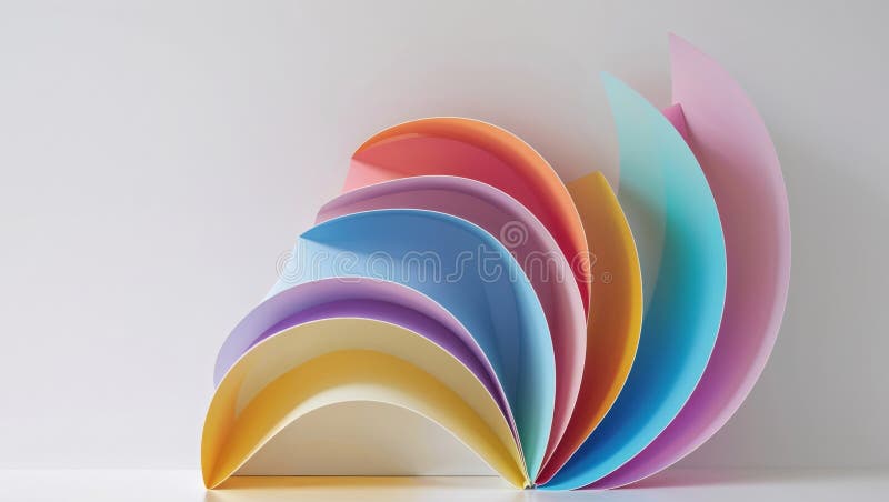 Abstract Rendered View of Layered Curved Surfaces of Varying Colors ...
