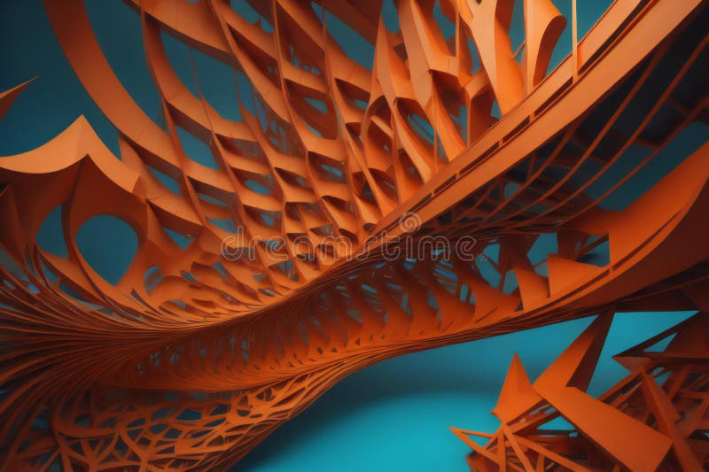 Abstract Rendering of Chaotic Structure. Futuristic Background with ...