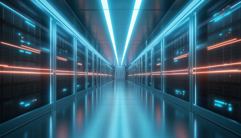 Abstract Rendering of Data Center Room Featuring Glowing Led Indicators ...