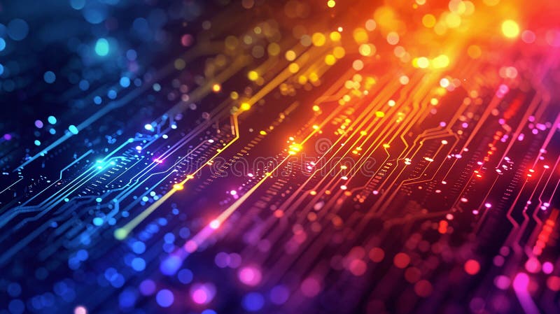 Abstract Rendering of a Digital Board with Electronic Circuits in ...